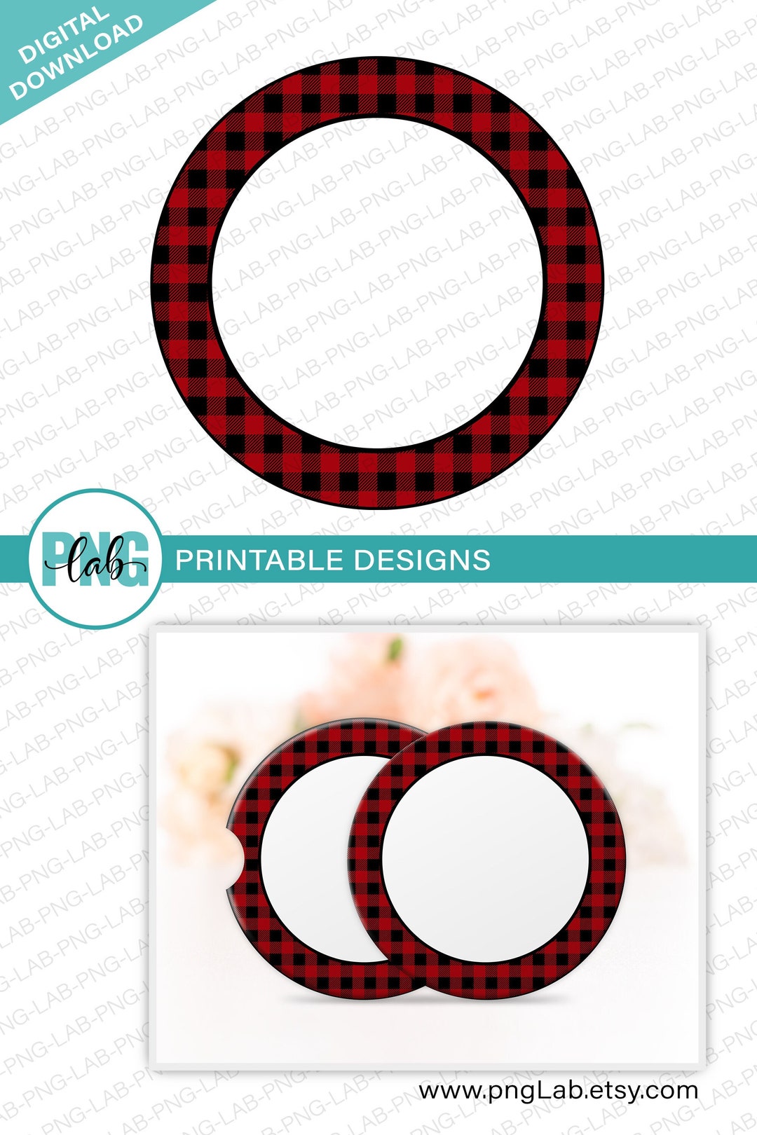 Red Christmas Border - Circle Frame Design - PNG File / Ornament Border ...