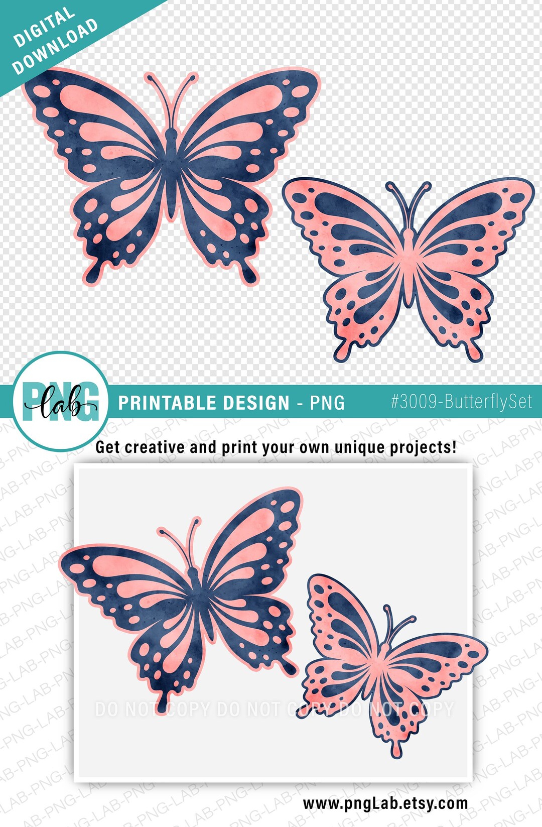 Watercolor Butterfly Set PNG Files, Butterflies Clipart Set, Butterfly ...