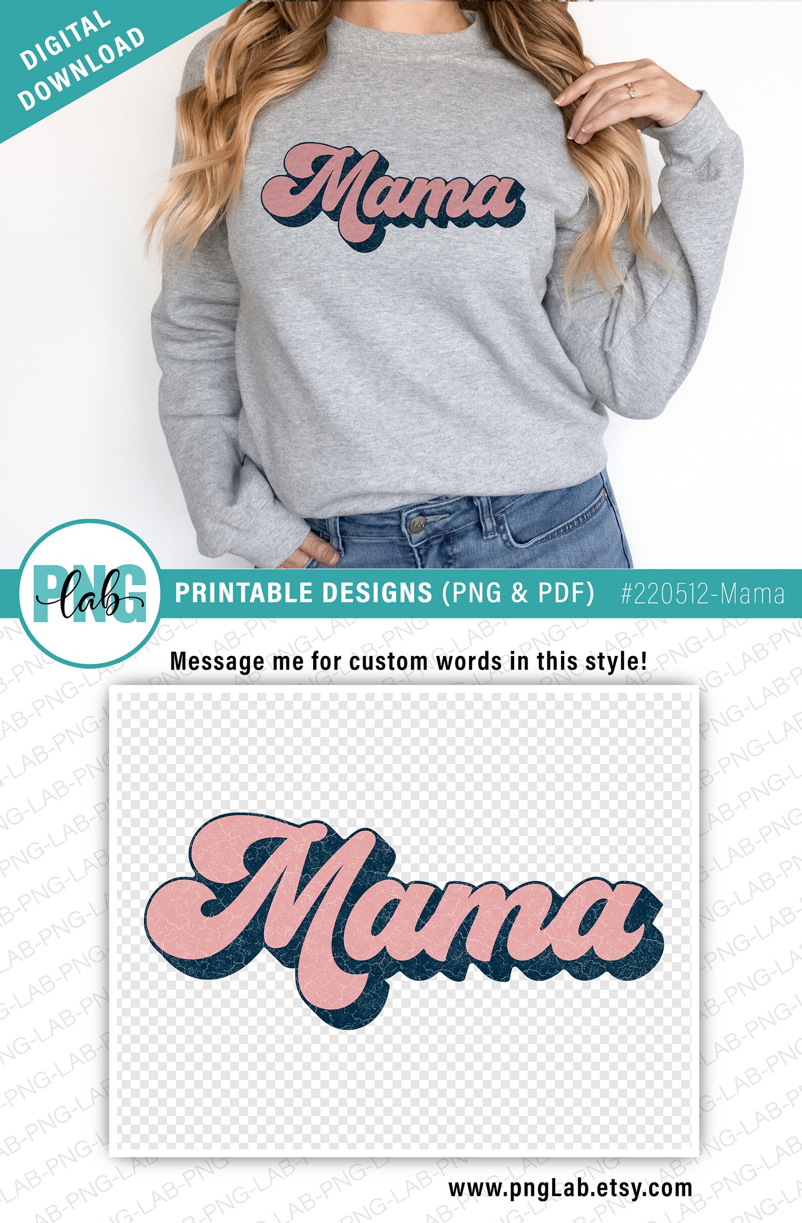 Mama and Mini Retro PNG Design Printable Png Mama Mini PNG - Etsy
