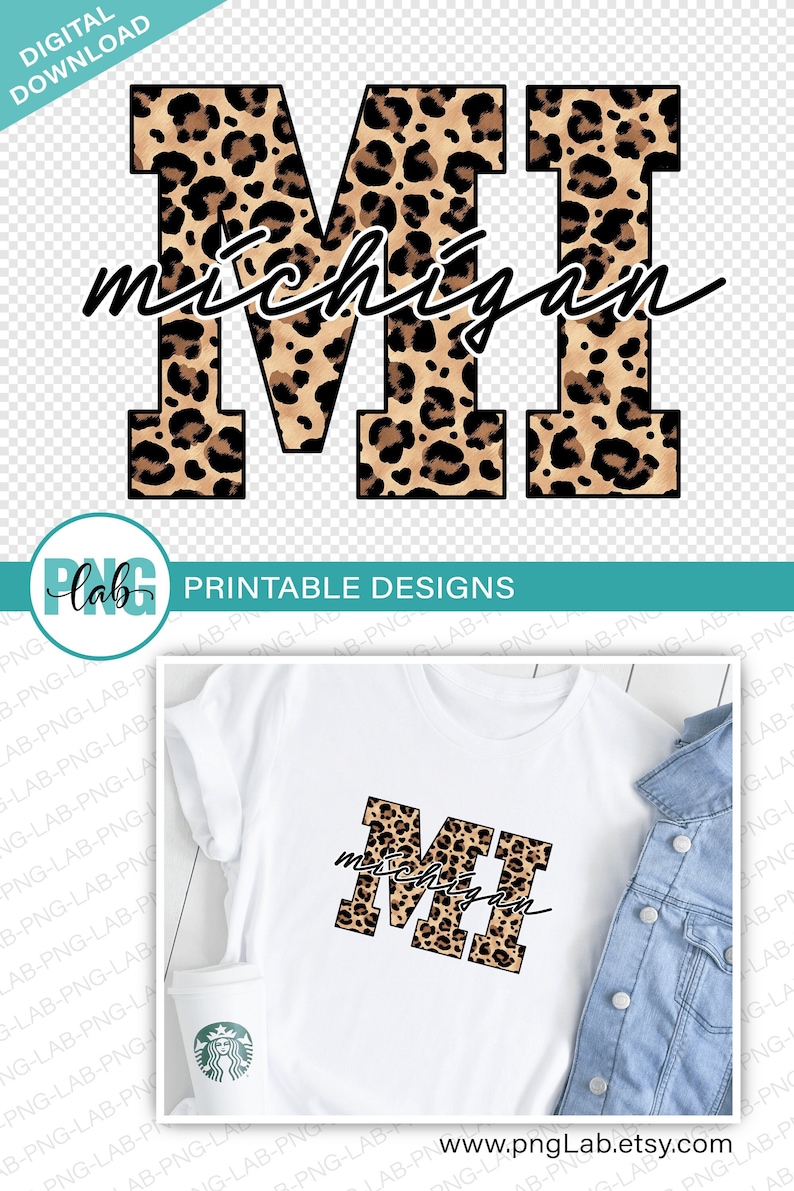 MI Michigan Png Design / MI Michigan Printable Png Design - Etsy