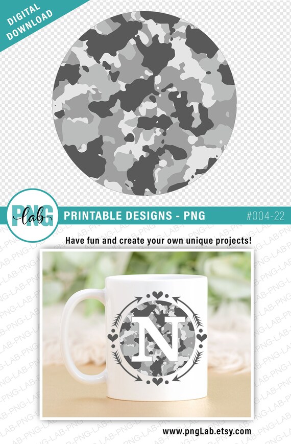 Camo Circle Design PNG File Gray Camo Grey Camouflage | Etsy