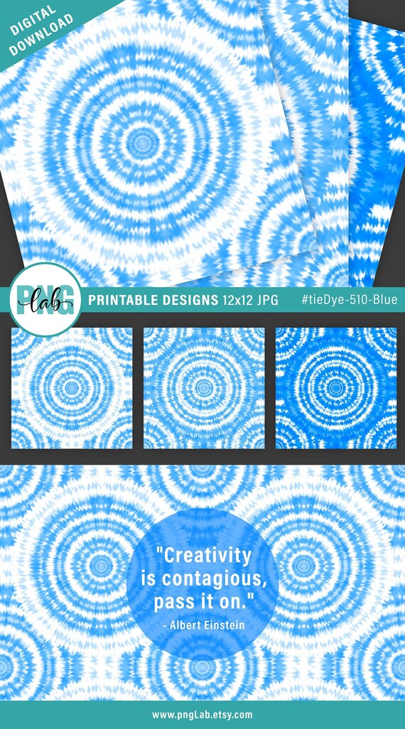 Blue Tie Dye Digital Paper Set Seamless Tiedye Sublimation - Etsy