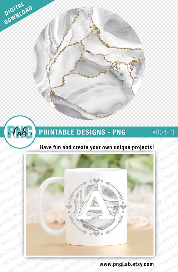 Agate Circle Design PNG File White Agate Gold Glitter | Etsy