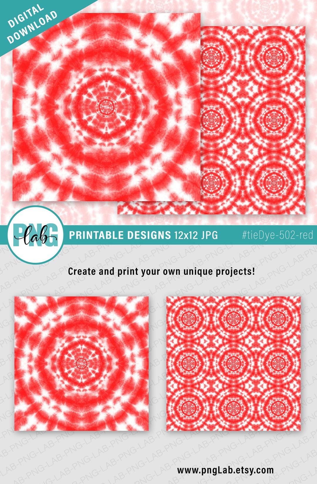 Red Tie Dye Digital Paper, Tie Dye Sublimation Background, Printable ...