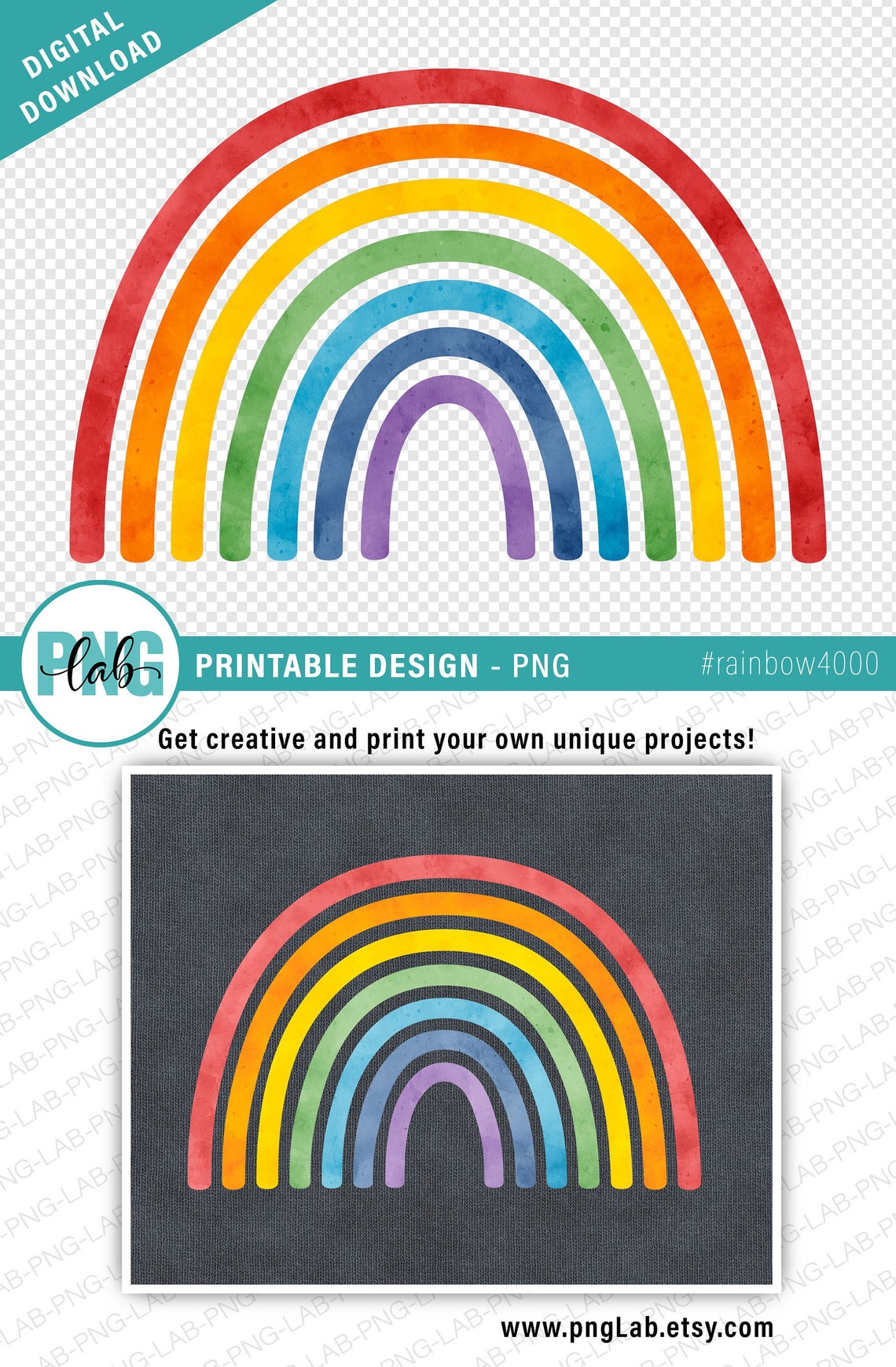 Seven Color Rainbow PNG & SVG, Watercolor Rainbow Clipart PNG File ...