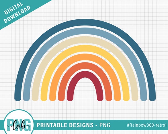 Retro Rainbow PNG Clip Art Retro Rainbow Clipart PNG File - Etsy