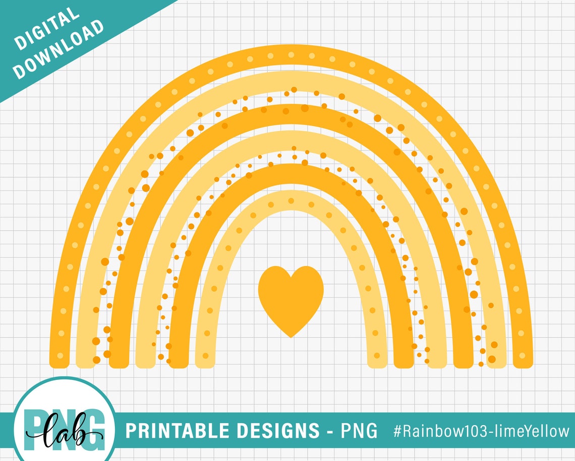 Yellow Rainbow PNG Design / Printable Rainbow Clip Art / - Etsy