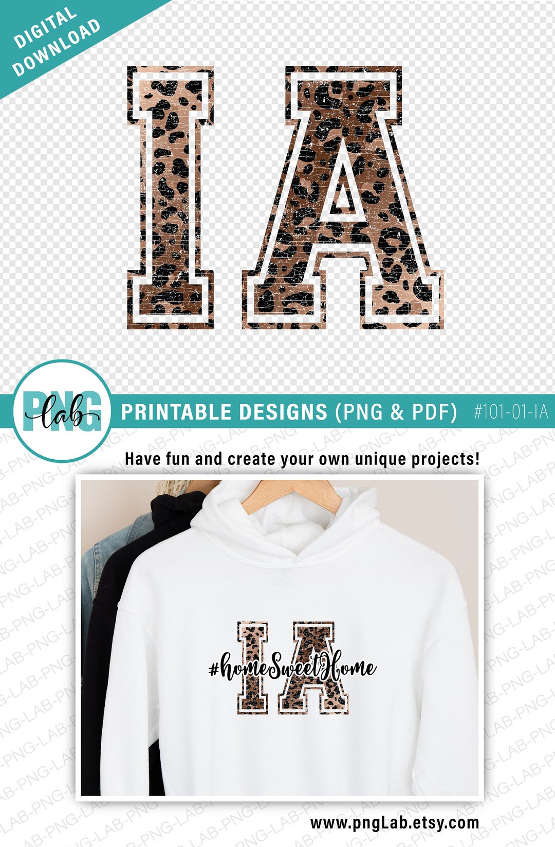 IA Iowa Printable Sublimation Design PNG & PDF / Iowa Png / Animal ...