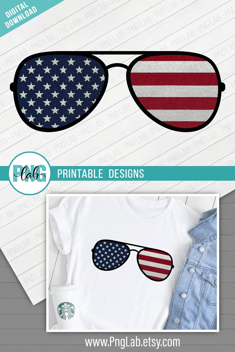 American Flag Sunglasses PNG / Printable American Flag - Etsy