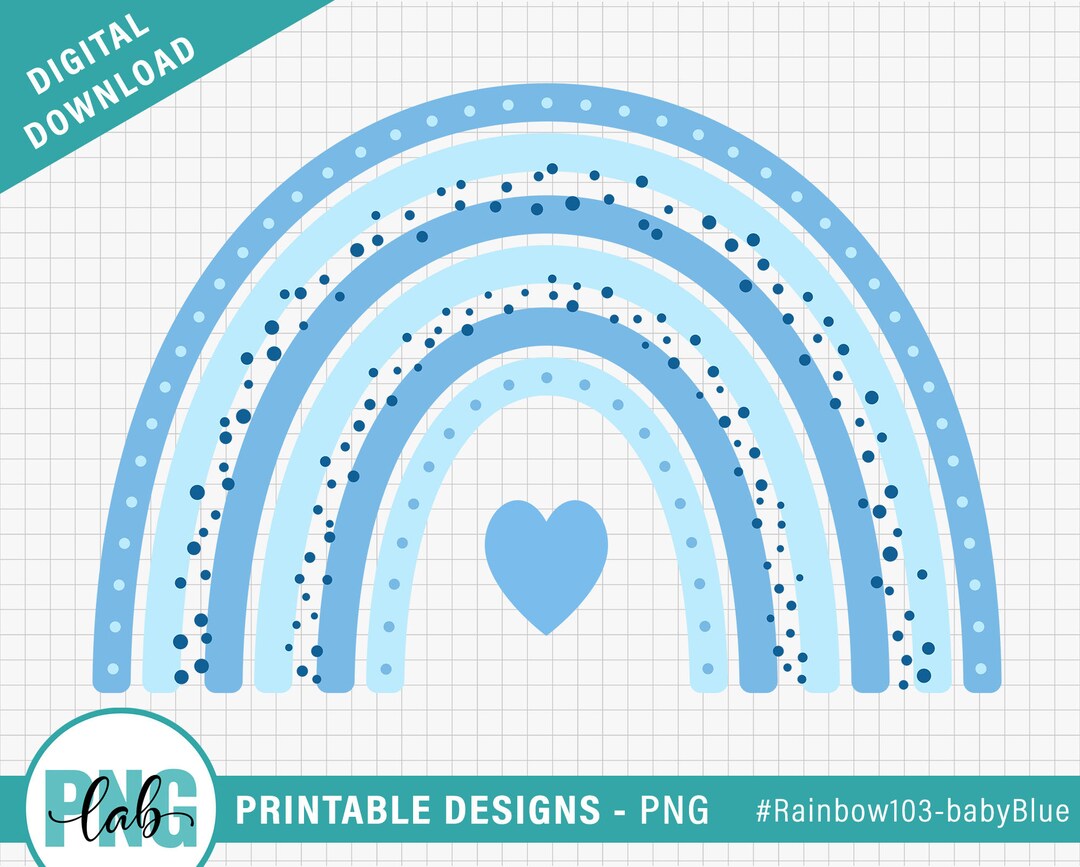 Baby Blue Rainbow PNG Design / Printable Rainbow Clip Art / Rainbow ...