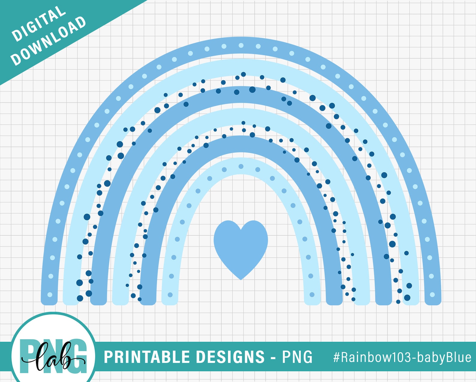 Baby Blue Rainbow PNG Design / Printable Rainbow Clip Art / - Etsy