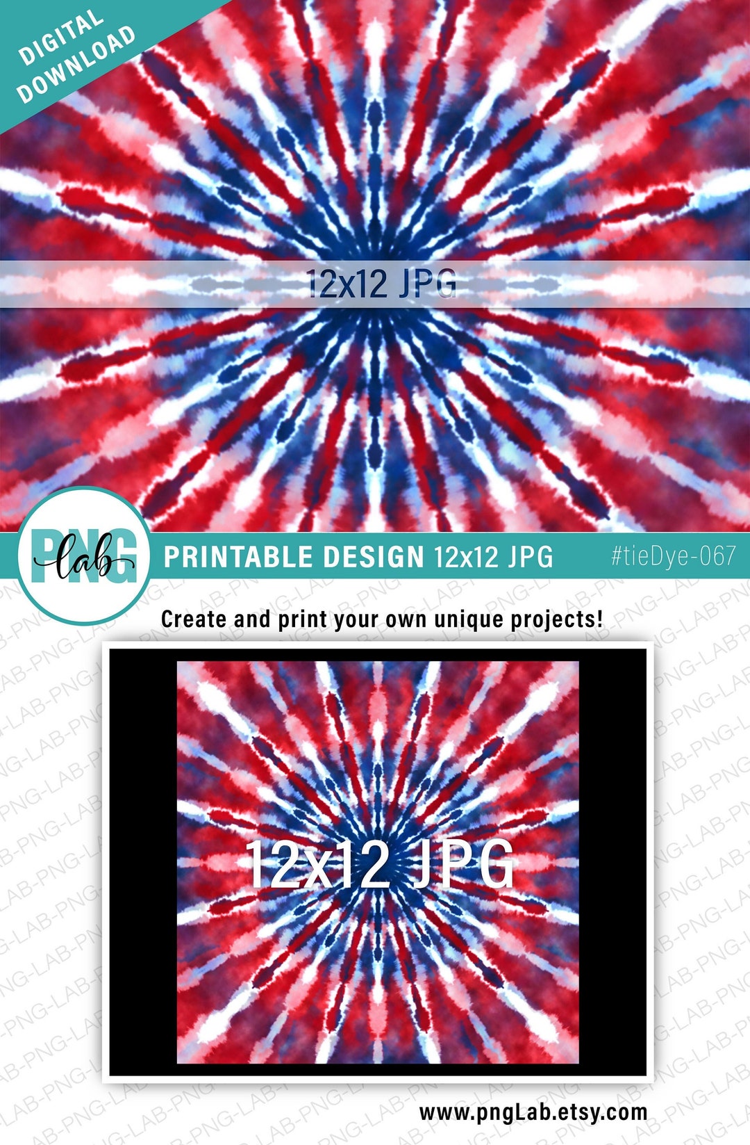 Red White and Blue Tie Dye Digital Paper 12x12 JPG, Tie-dye Pattern ...