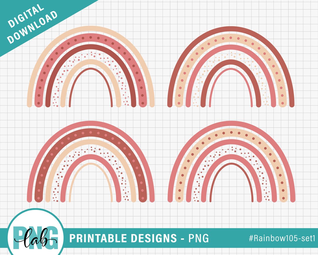 Rainbow PNG Design Boho Rainbow Clip Art, Printable Rainbow Clip Art ...