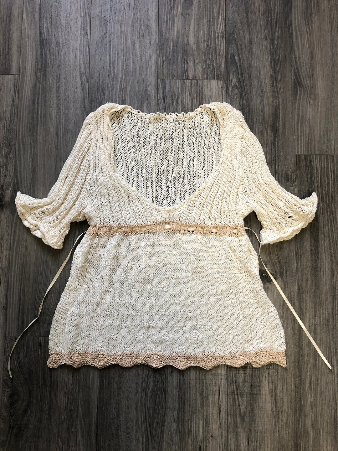 Vintage-inspired Hand Knit Lace Lingerie Top - Etsy