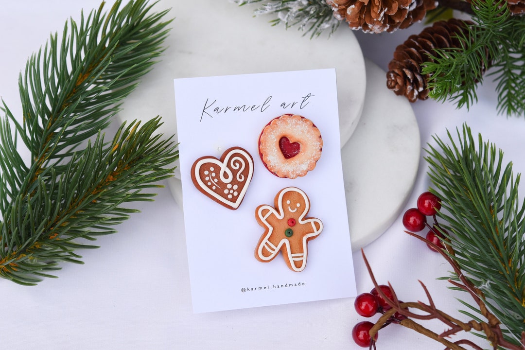 Handmade Christmas Cookie Brooch Set: Gingerbread, Sugar Cookie Pins - Etsy
