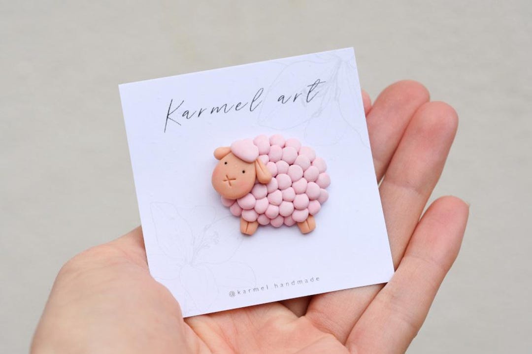 Polymer Clay Sheep Brooch: Handmade Farm Animal Jewelry - Etsy