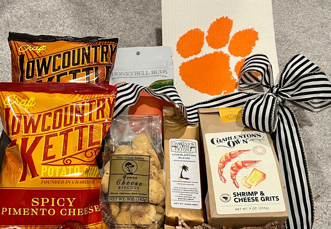 Clemson Tiger Fan Valentines Galentines Basket Box Lowcountry Snacks ...