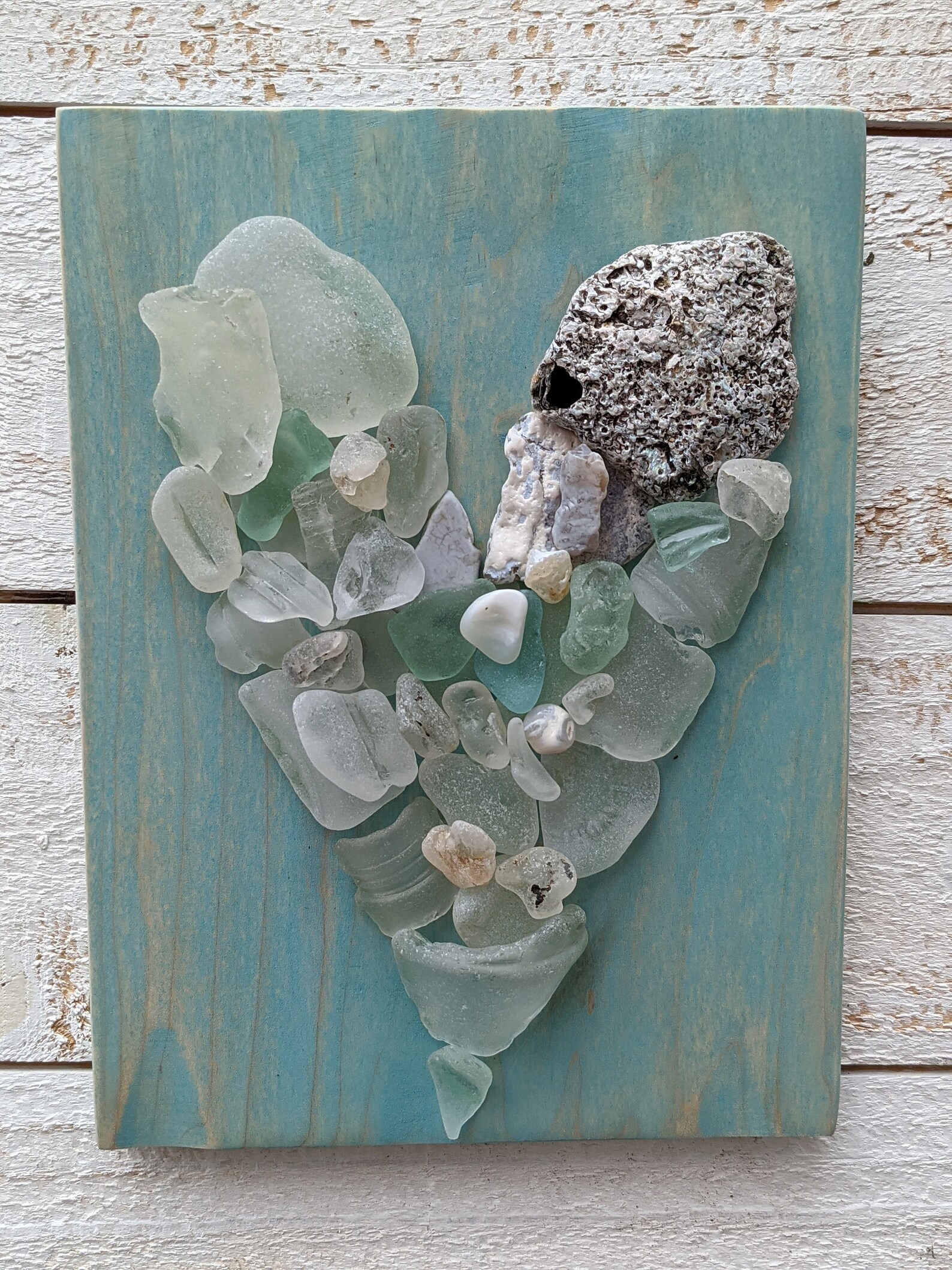 Sea Glass Heart Heart Art Coastal Art Love Sea Glass Etsy
