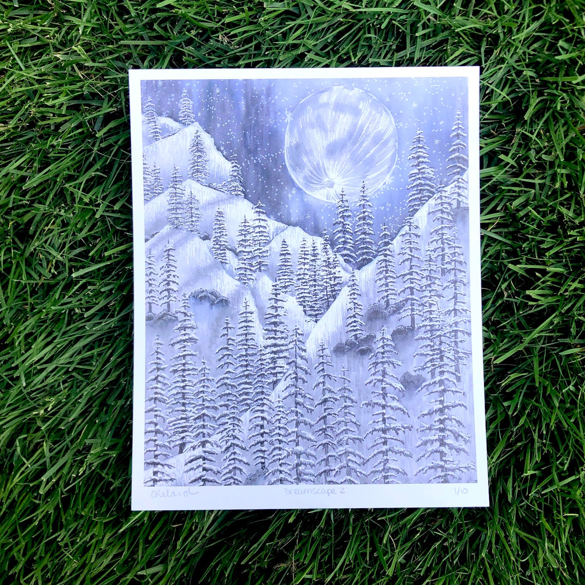 Landscape Art Print | Landscape Sketch | Landscape Print | Moonscape ...