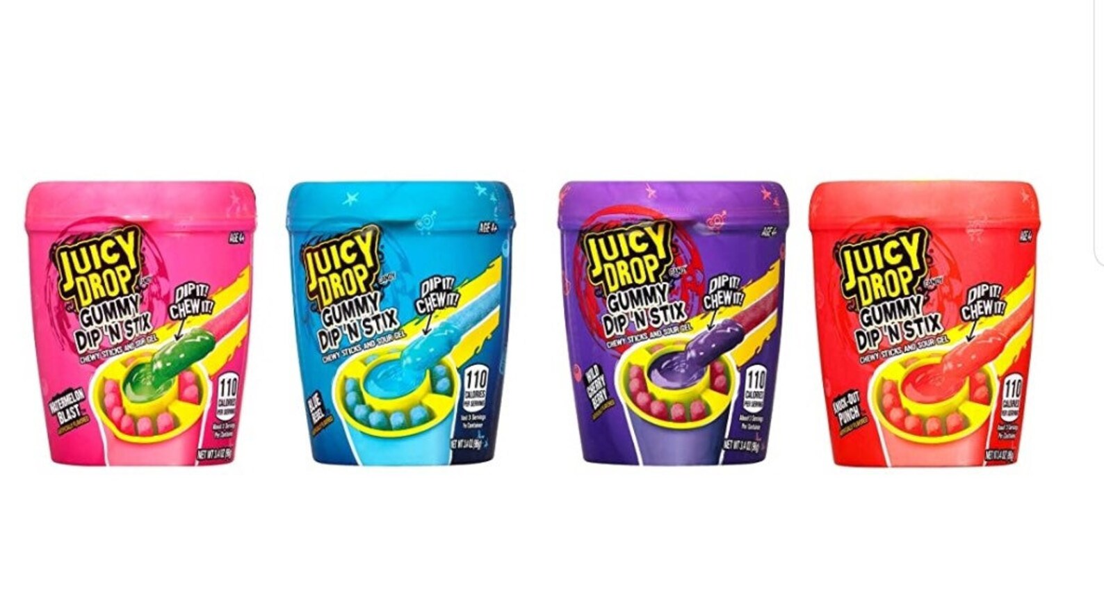 Juicy Drop Gummy Dip N Stix, Sweet Gummy Sticks W Sour Dipping Gel, 3.4 ...