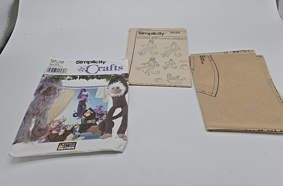 NEW Vintage Simplicity Stuffed Animal Monkeys Dolls Toys Sewing ...