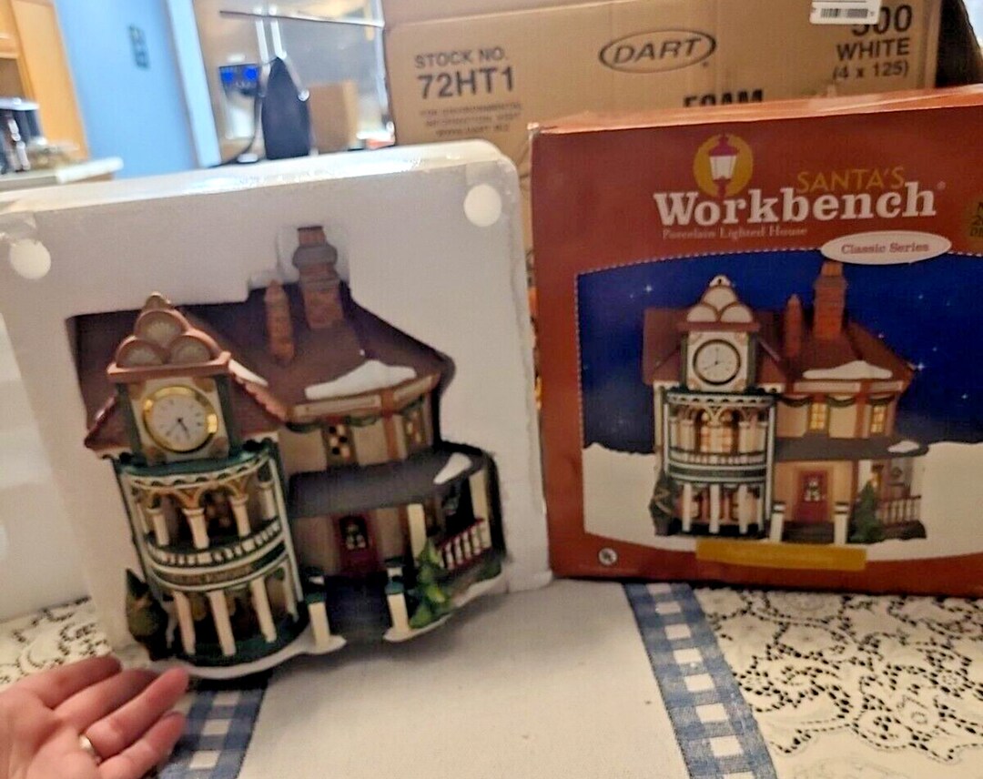 Santa's Workbench Tik Tok Clock Shop Lighted Holiday - Etsy