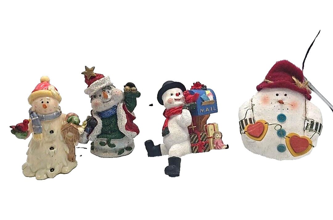 VTG Lot 4 Snowman Seasonal Holiday Christmas Collectibles Statue Decor ...