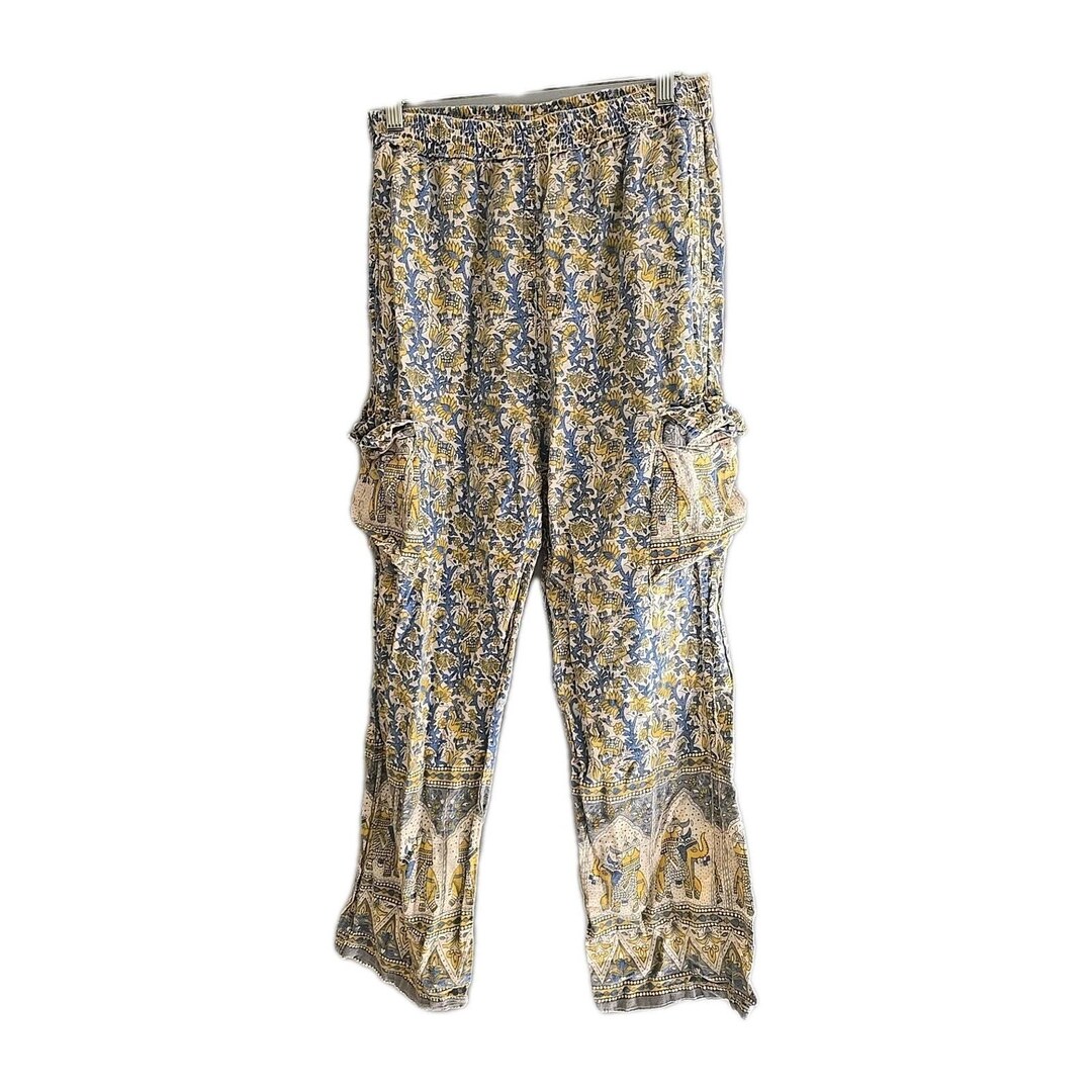 Gypsy Rose Yellow Blue Elephant Print Boho Hippie Palazzo Pants Womans ...