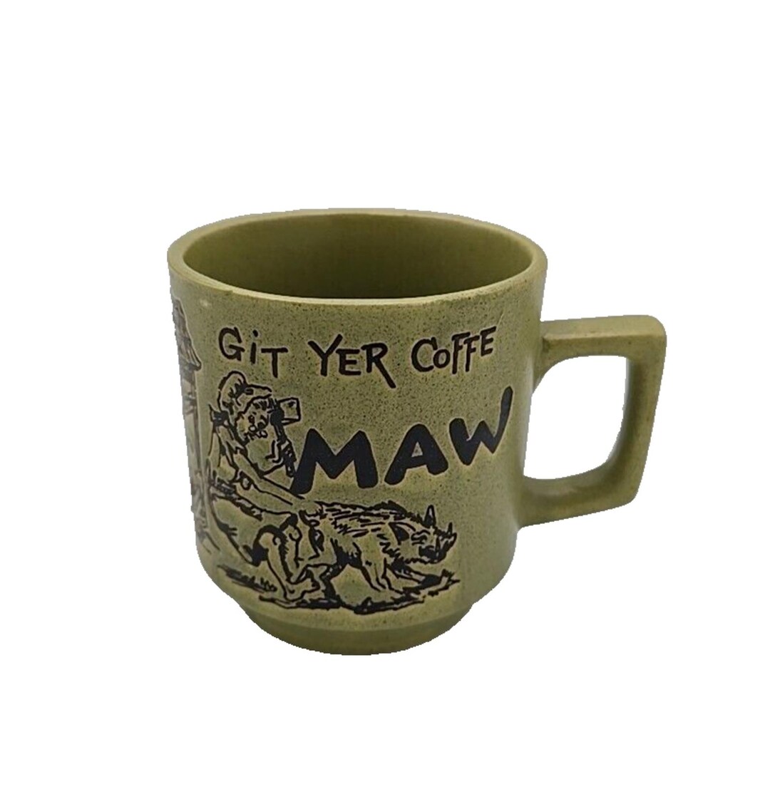 Vintage Stoneware Git Yer Coffe Maw Made in Japan Speckled Novelty ...