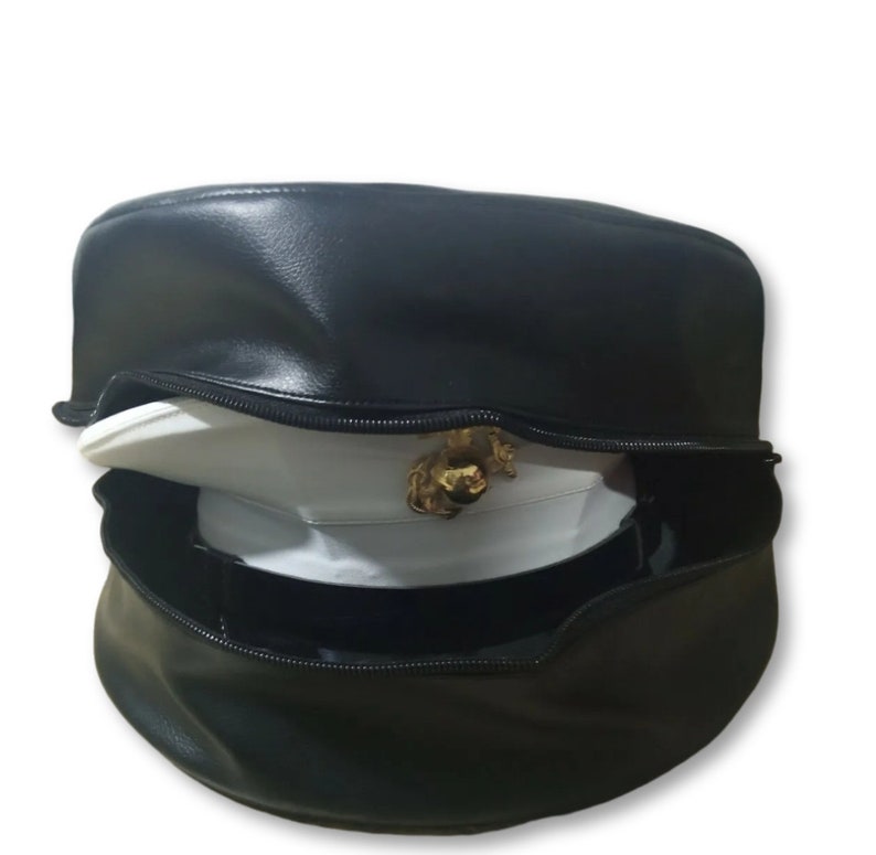 USMC Dress Blues Marine Hat With Carrying Case - Etsy