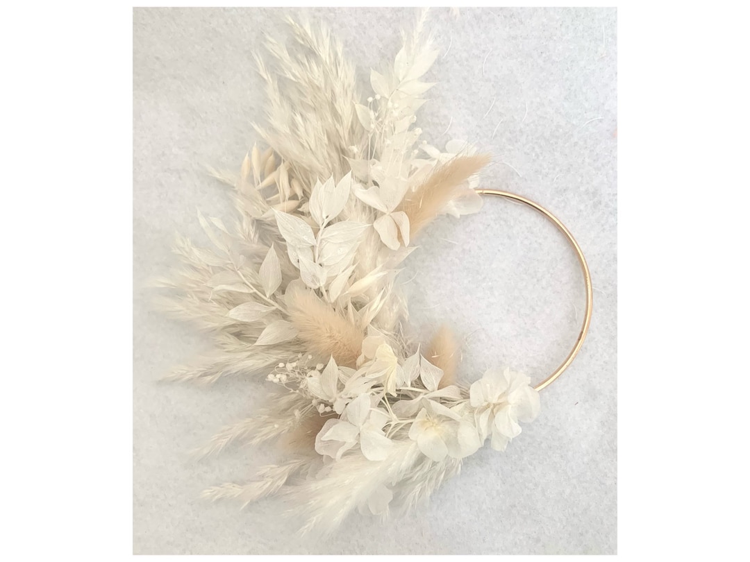 Ivory Cake Hoop, Cake Topper, Dried Flower Cake Decoration, Boho Cake ...