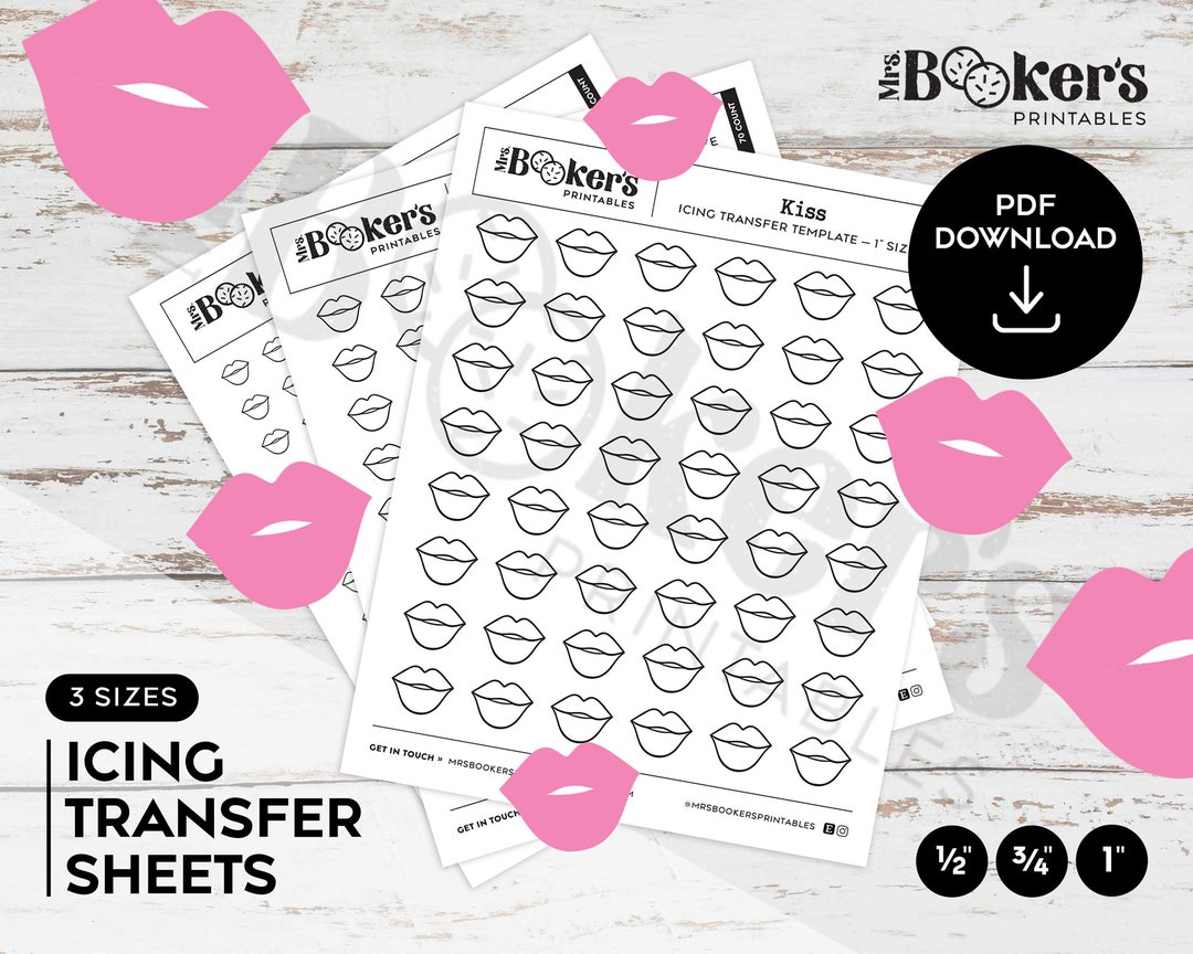 Kiss Icing Transfer Sheet, Lip Royal Icing Transfers, Valentine's Day ...