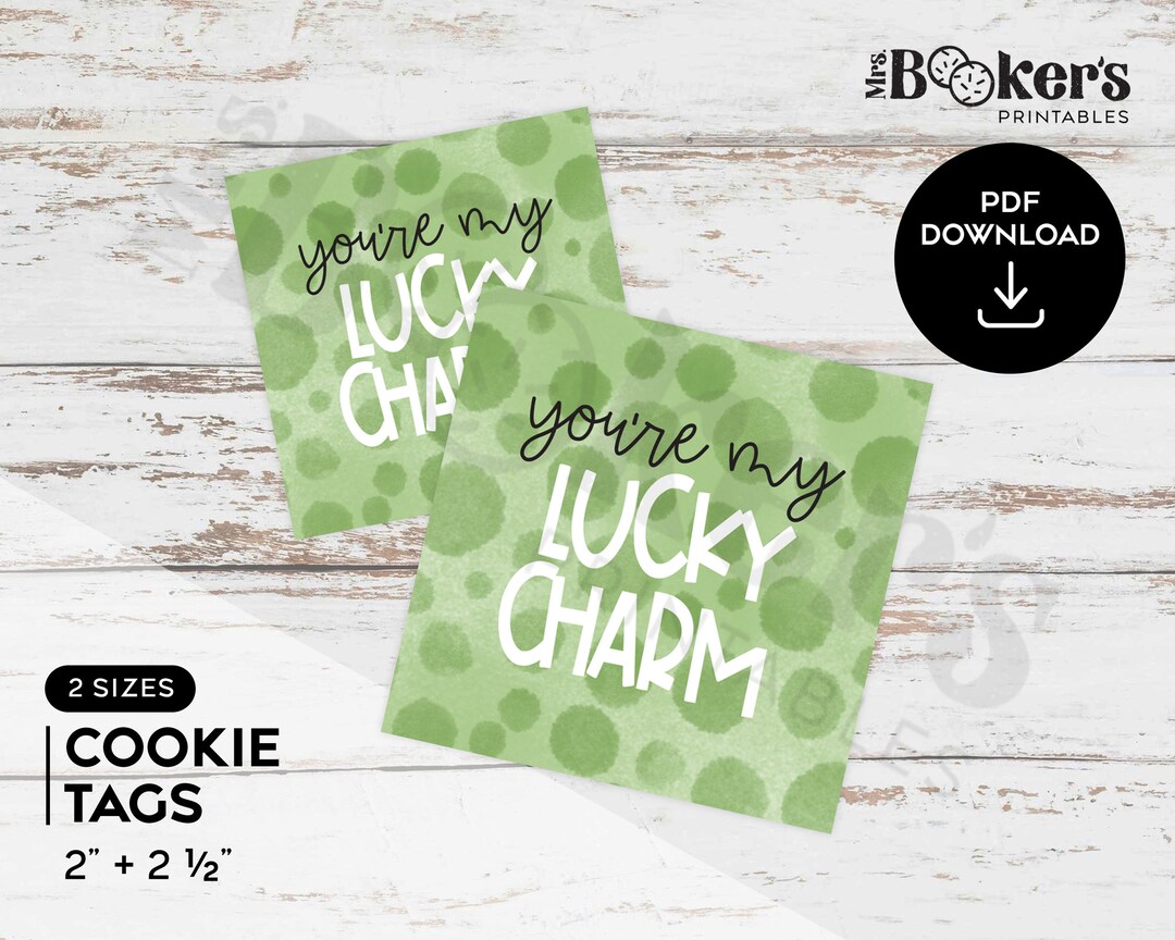 Lucky Charm Gift Tag, Square Cookie Tag, 2" & 2.5", St. Patrick's Day ...