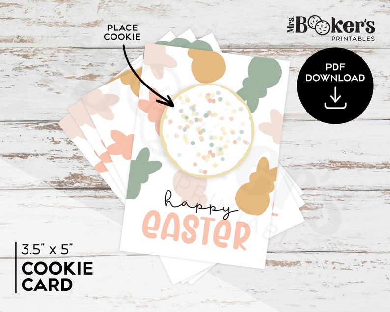 Happy Easter Cookie Card, Mini Cookie Card, 3.5" X 5" Cookie Card ...