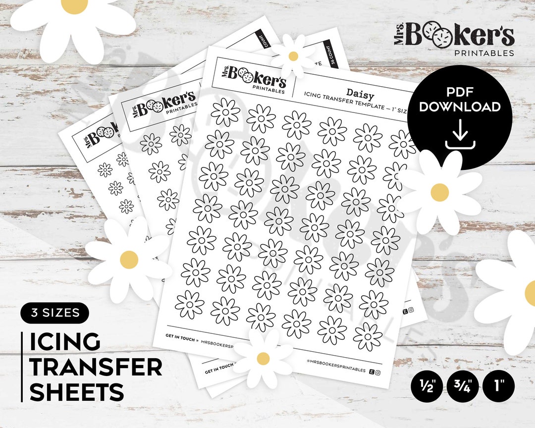 Daisy Icing Transfer Sheet, Royal Icing Flowers, Spring Cookie ...