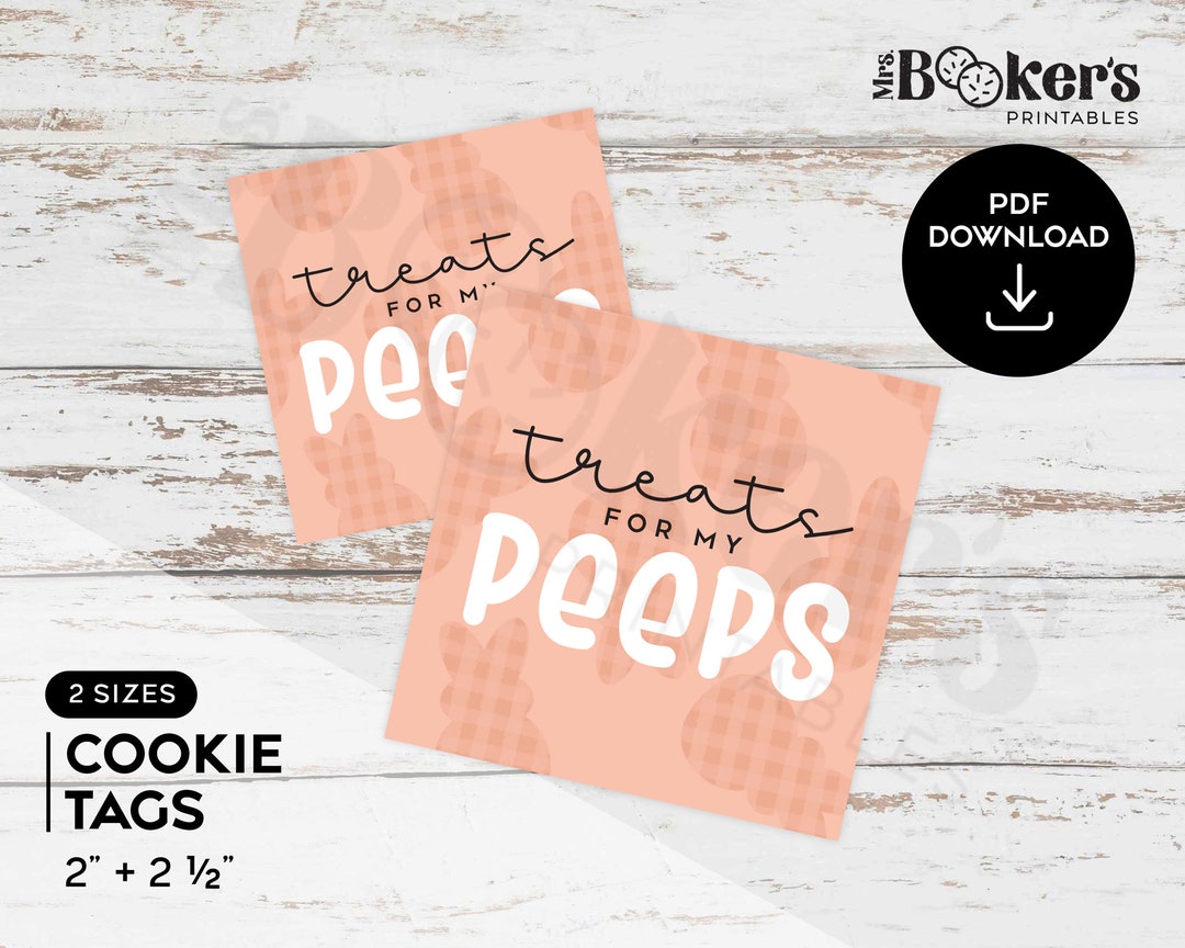 Pink Easter Gift Tag, Cookie Tag, Treats for My Peeps, Plaid Easter ...