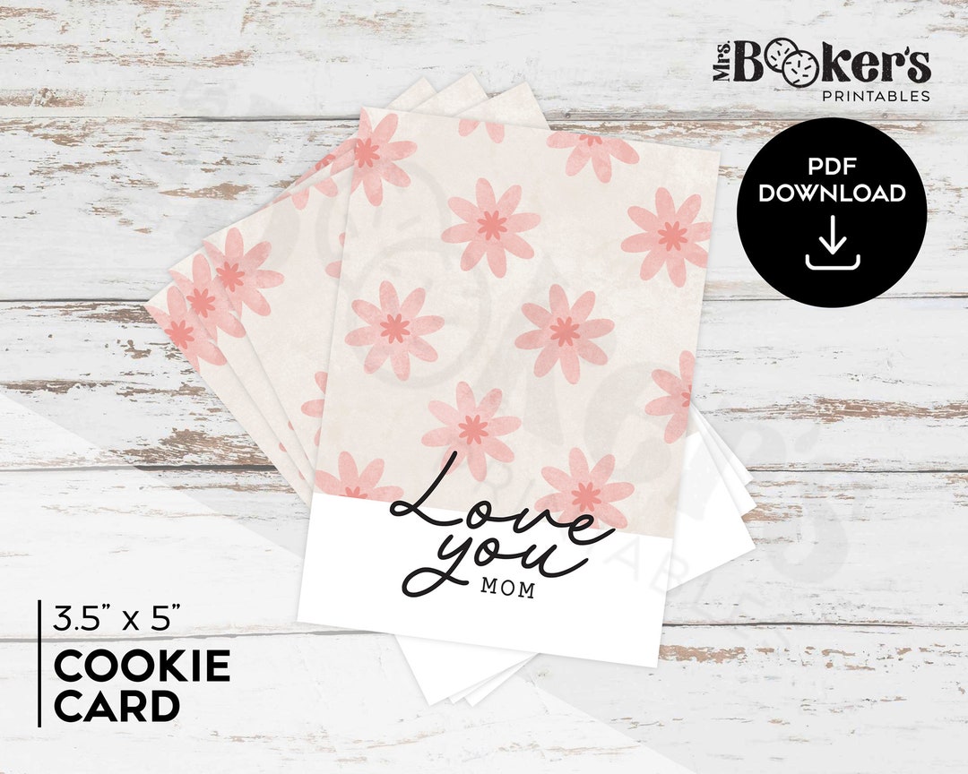 Love You Mom Cookie Card, Happy Mother's Day, 3.5" X 5" Card, Gift for ...