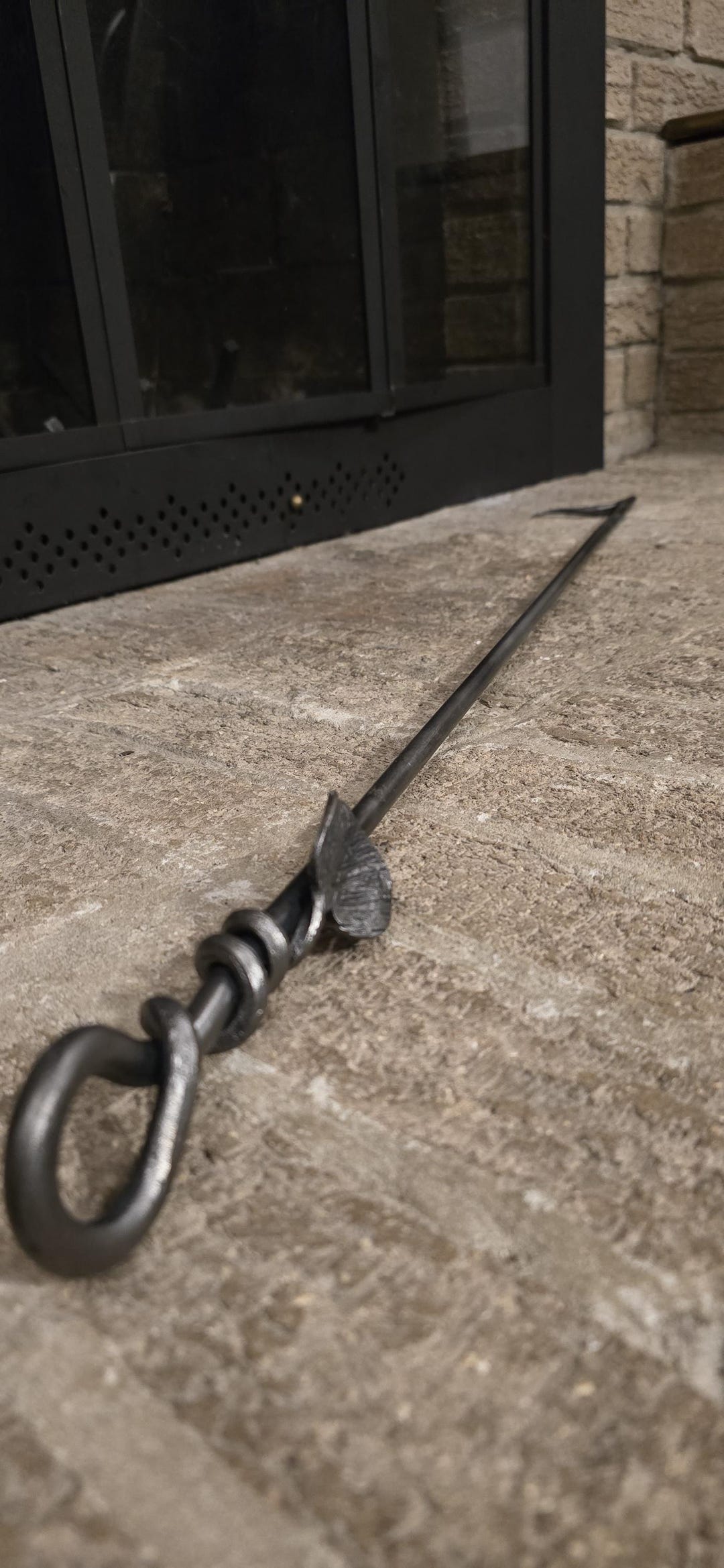 Hand Forged Fire Poker With Leaf Handle – Blacksmith Made Fireplace ...