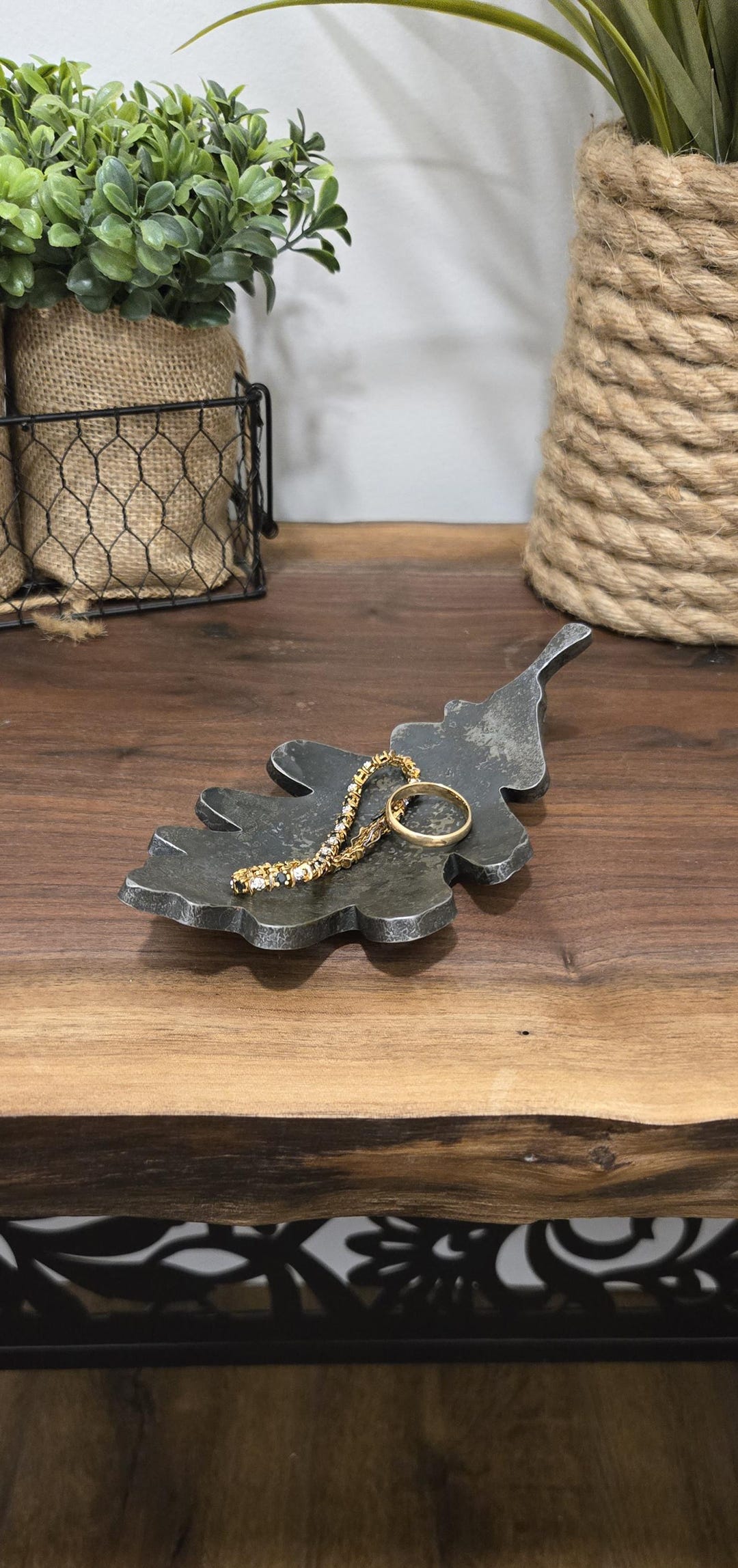 Leaf Bowl - Rustic Steel Catchall Dish for Keys, Coins & Jewelry | 6th ...