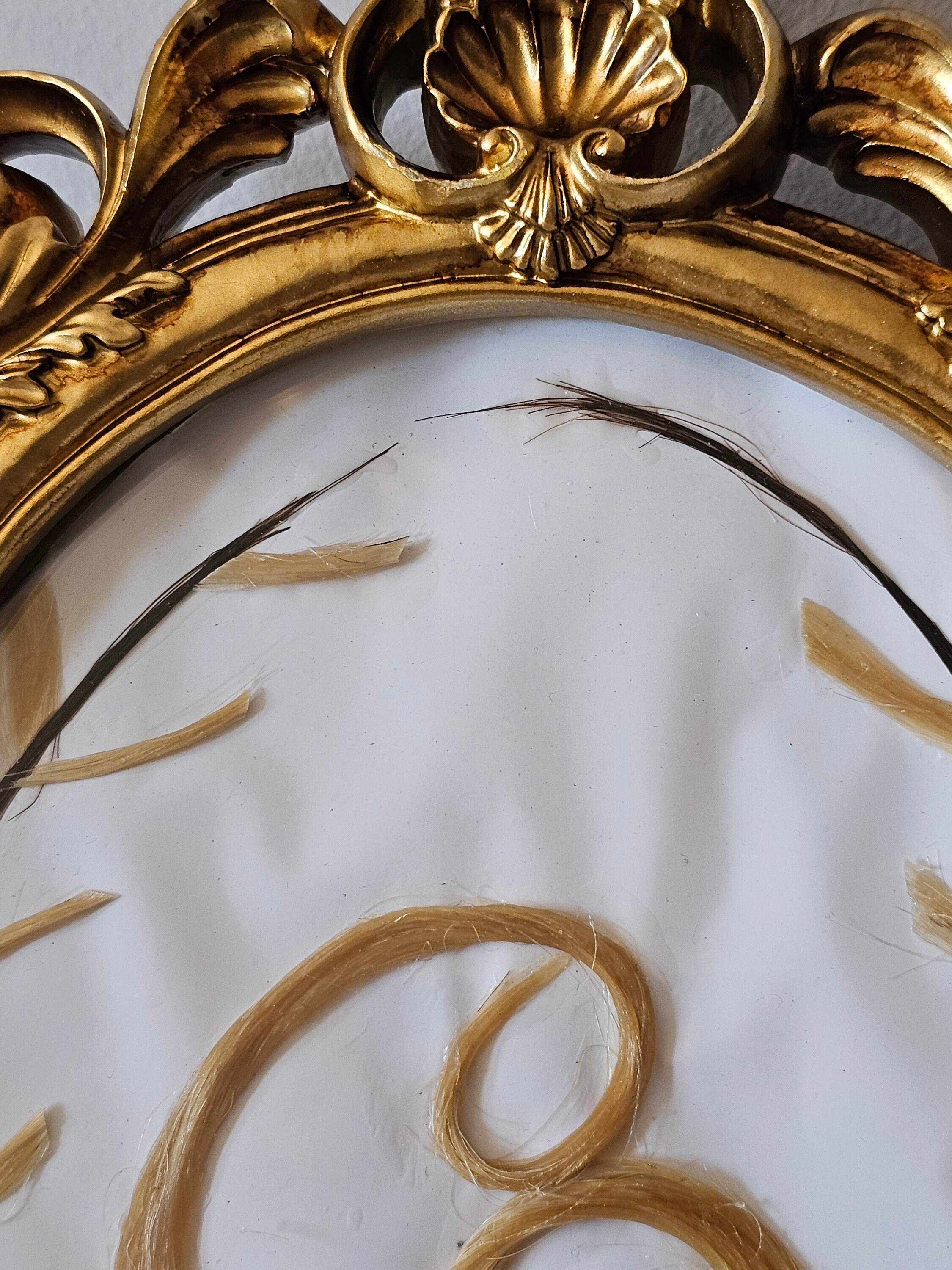 LAMENT: Victorian Hair Art Behind a Glass, Decorative Plastic Frame ...