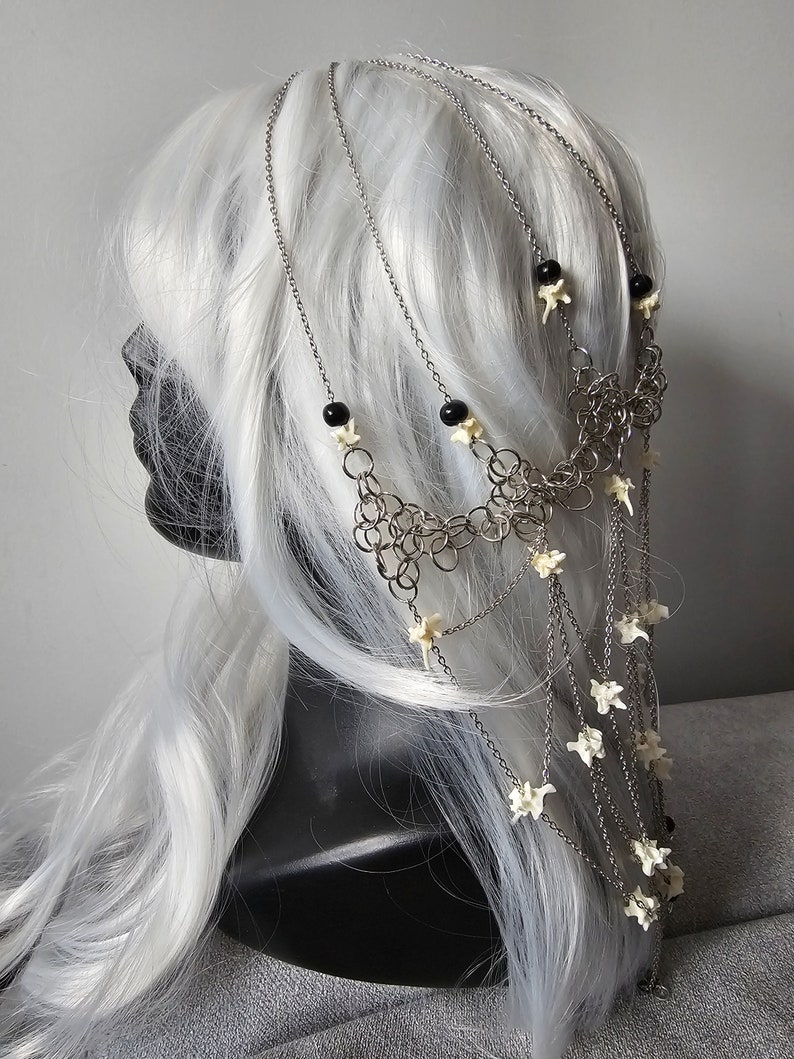 MEDIEVAL: a Hair Net Headpiece Made of Snake Vertebrae Bones, Headset ...
