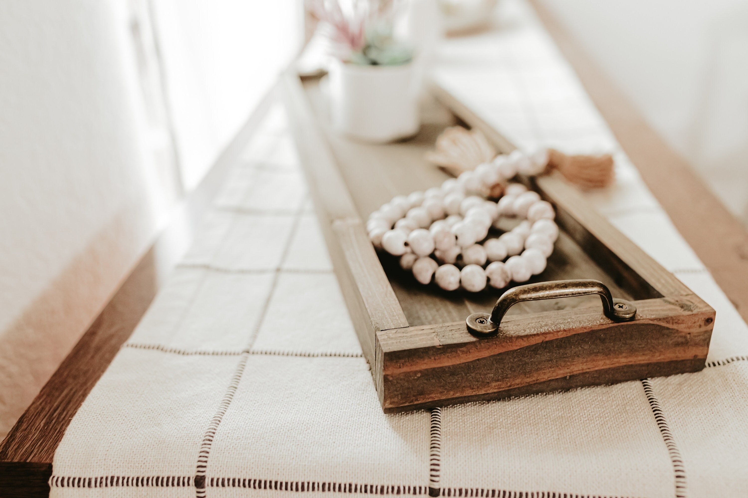 Long Wooden Tray Table Centerpiece Tray Rustic Farmhouse - Etsy