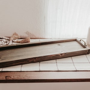 Long Wooden Tray Table Centerpiece Tray Rustic Farmhouse Serving Tray ...