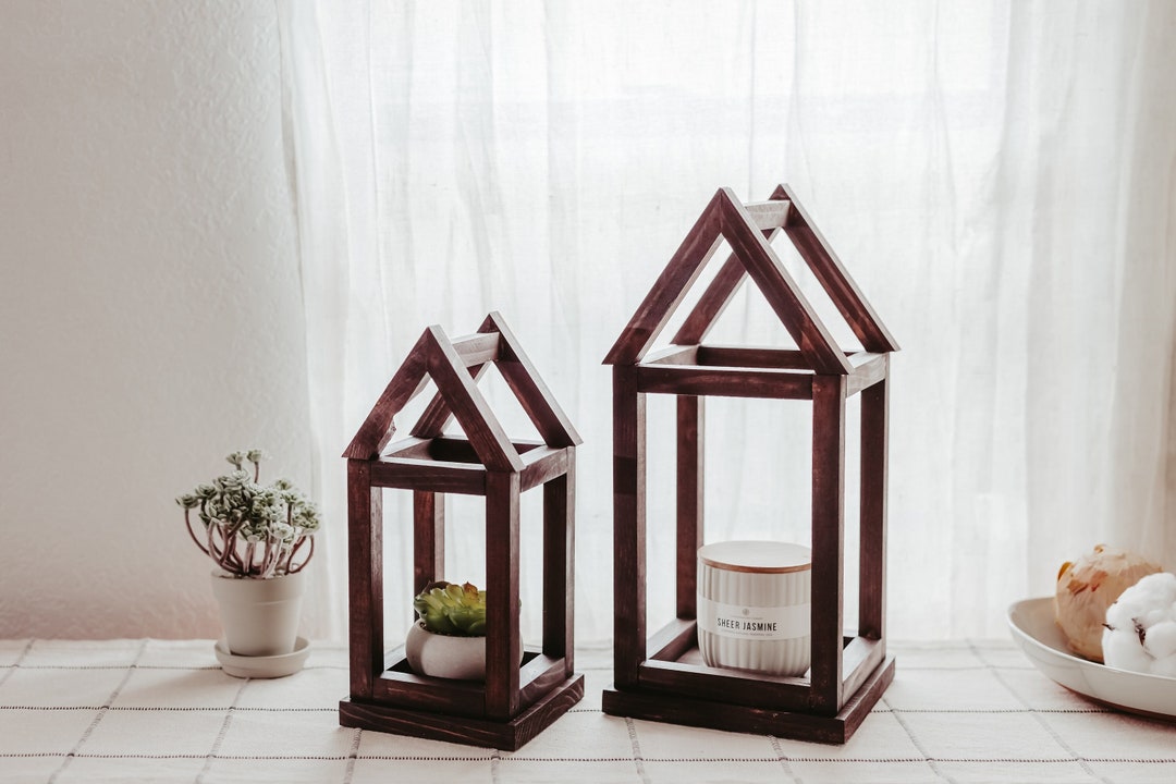 House Lantern Set of 2 Rustic Decorative Indoor Lanterns - Etsy