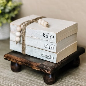 Stamped Book Stacks | Life Quotes & Sayings | Set of Book Decor - Etsy