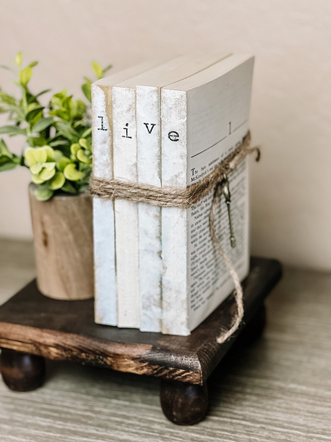 Stamped Book Stacks Bookshelf Home Decor Set of Books - Etsy
