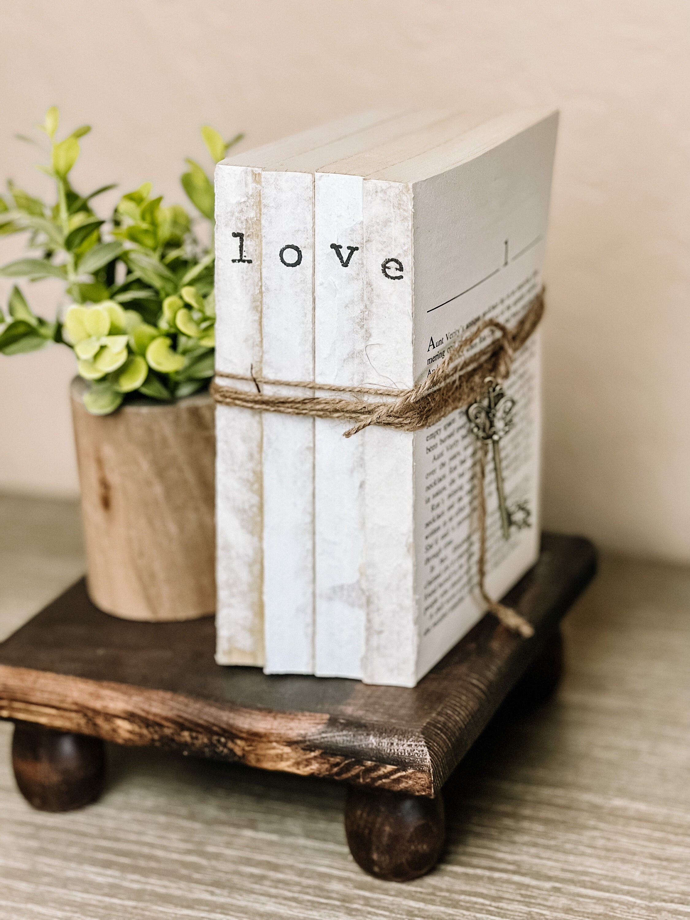Stamped Book Stacks Bookshelf Home Decor Set of Books - Etsy