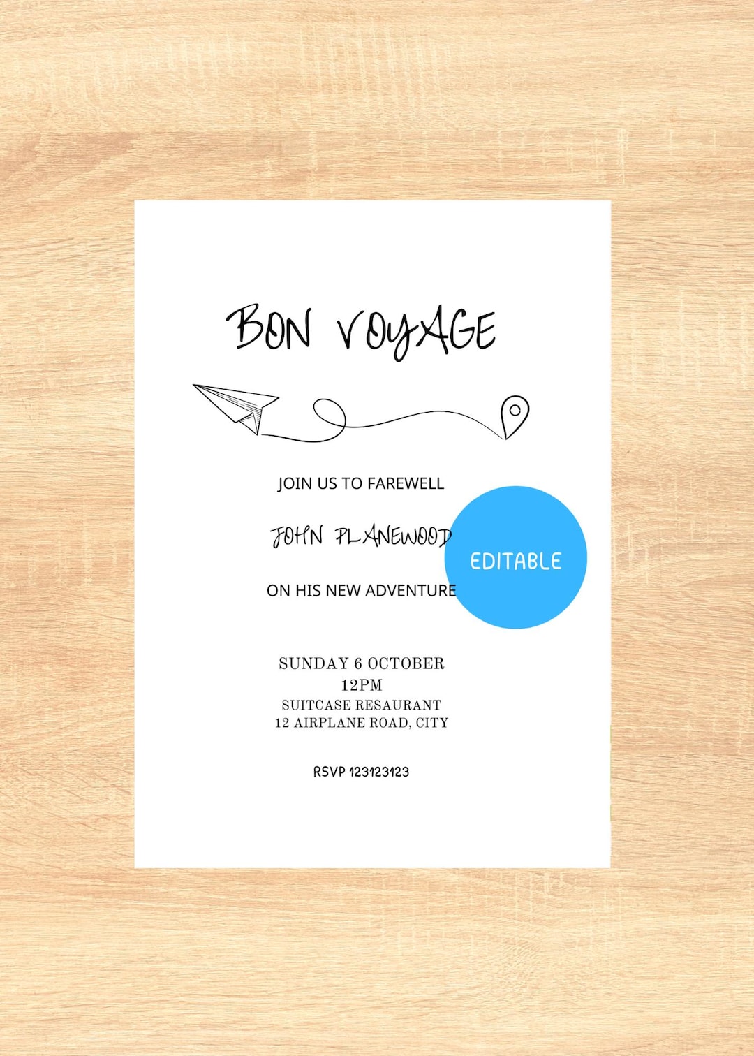 Bon Voyage Party Invitation Moving Party Farewell Party Editable ...