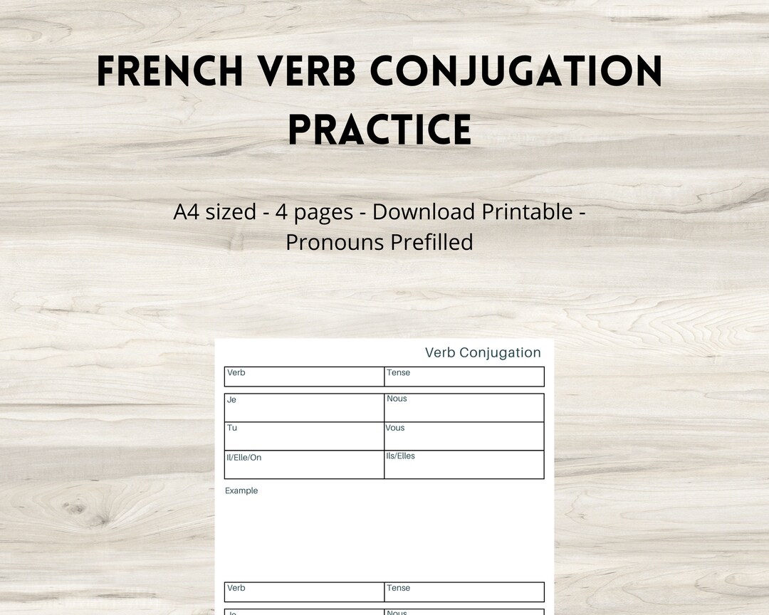 FRENCH VERB CONJUGATION Worksheet | French Tenses and Verbs Language ...