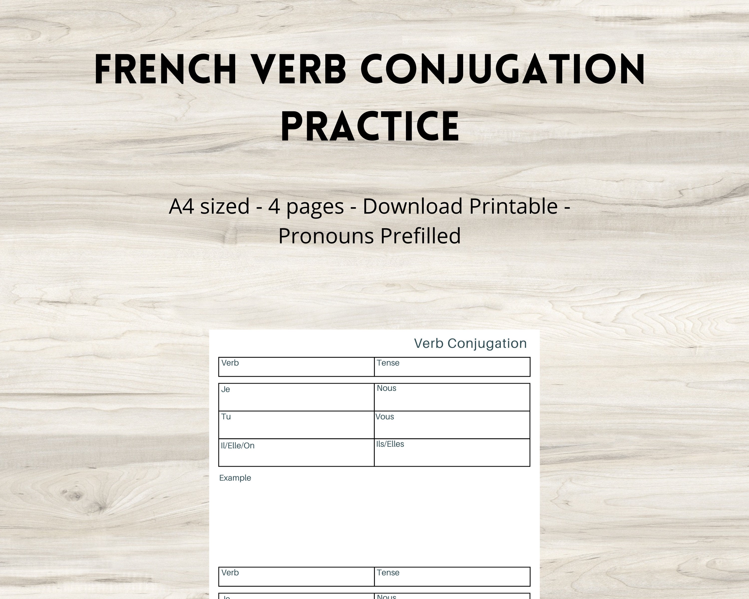 FRENCH VERB CONJUGATION Worksheet | French Tenses and Verbs Language ...